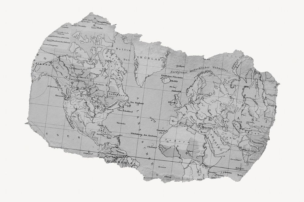 Ripped paper world map monochrome | Free Photo - rawpixel