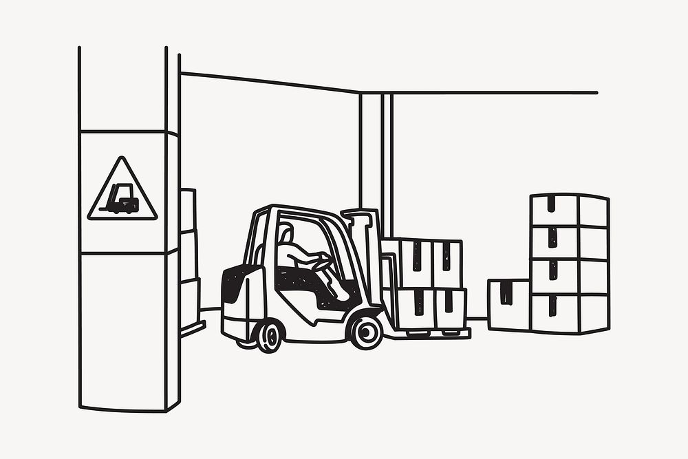 Distribution warehouse line art illustration | Free Photo Illustration ...