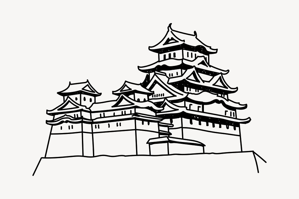 Himeji Castle Japan line art | Free Photo Illustration - rawpixel