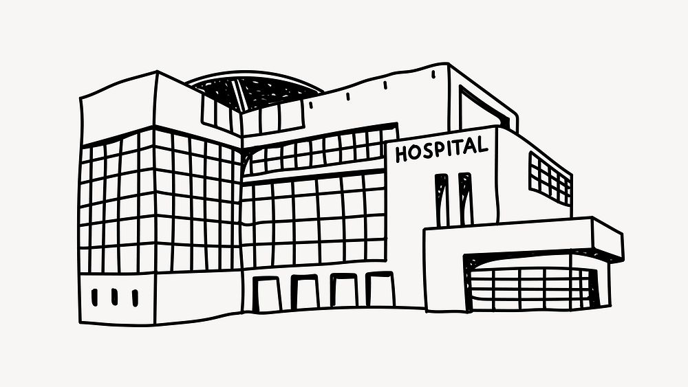 Hospital building line art illustration | Free Photo Illustration ...