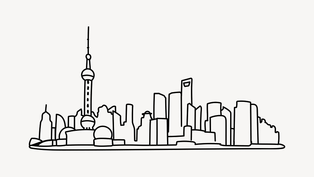 Canada Toronto cityscape line art | Free Photo Illustration - rawpixel