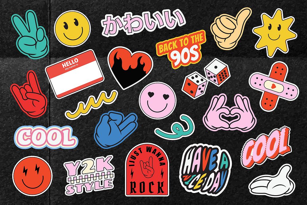 Retro funky typography sticker set | Premium Vector - rawpixel
