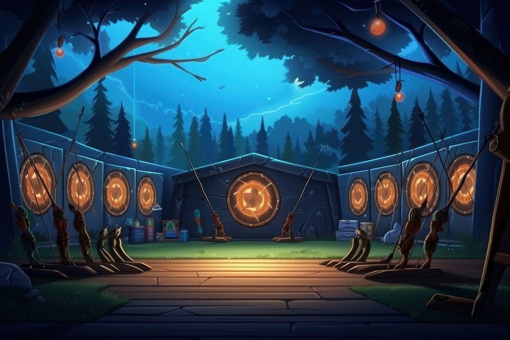 Cartoon archery night architecture. | Premium Photo Illustration - rawpixel