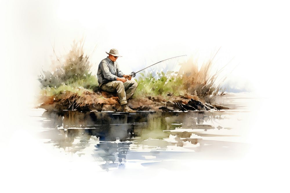 Man sitting fishing outdoors adult | Free Photo Illustration - rawpixel