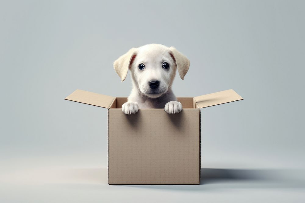 Dog box cardboard animal | Free Photo - rawpixel