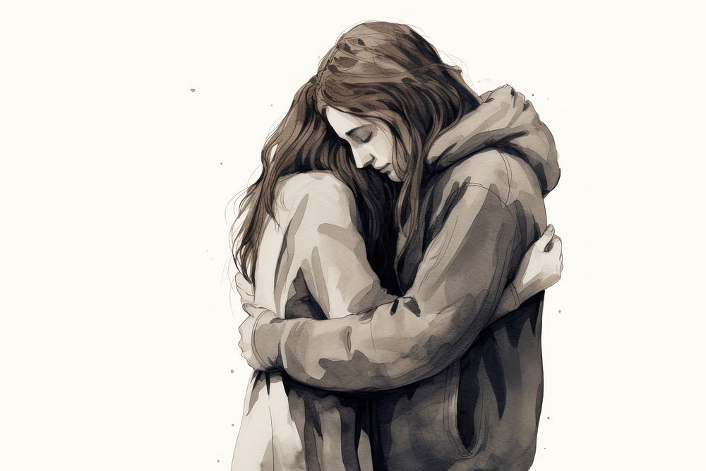 Hugging drawing sketch adult. | Free Photo Illustration - rawpixel