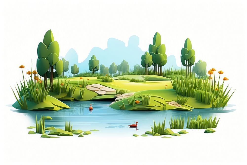 Land outdoors wetland cartoon. AI | Free Photo Illustration - rawpixel
