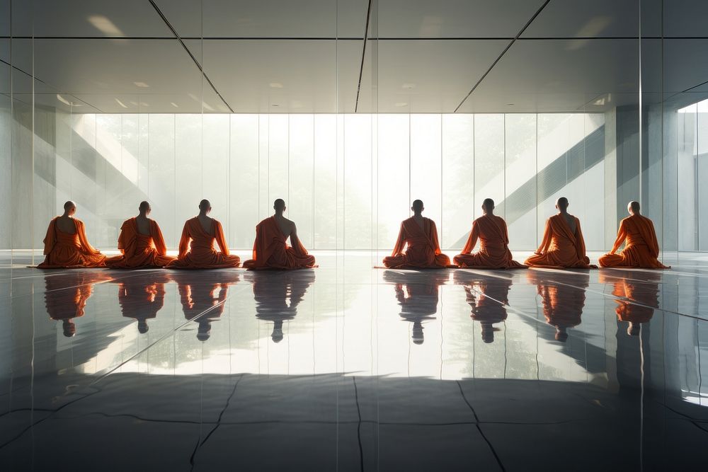 Monk architecture meditating building. AI | Free Photo - rawpixel