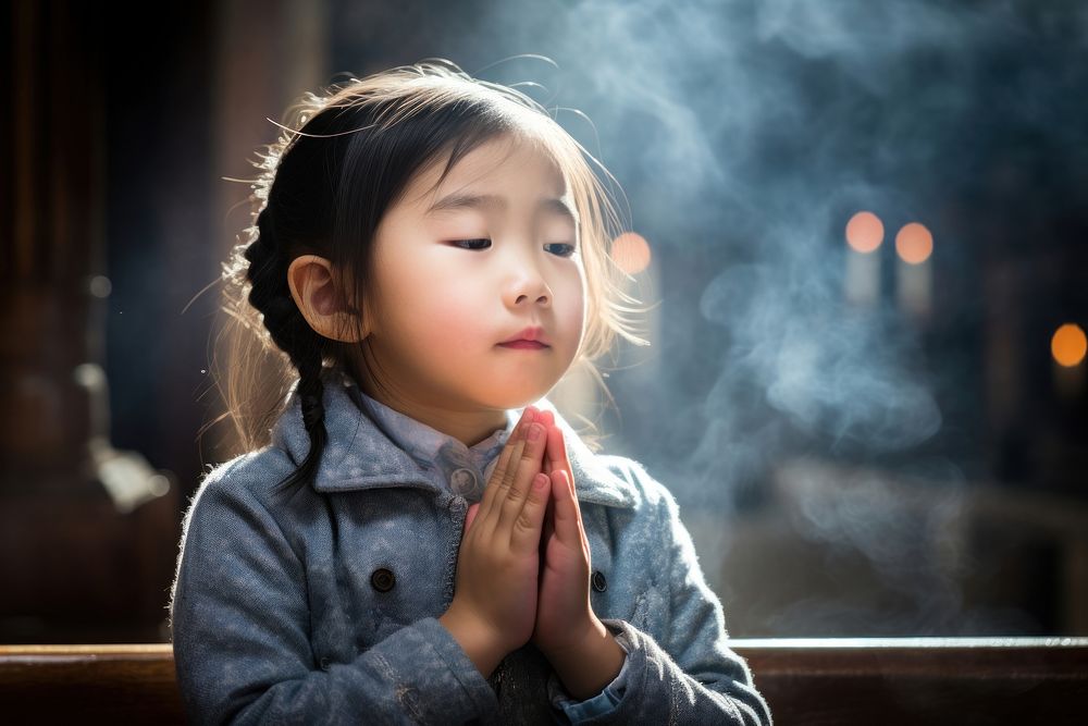 Portrait praying child photo. | Premium Photo - rawpixel