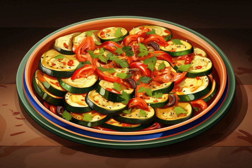 Plate vegetable zucchini food. AI | Free Photo Illustration - rawpixel