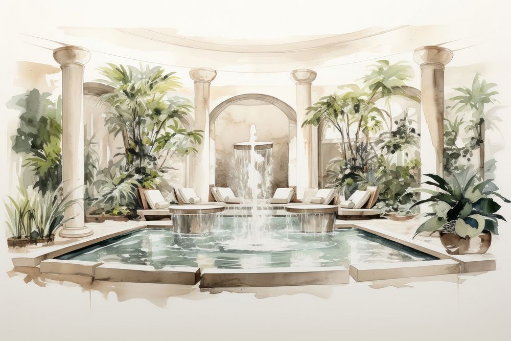 Architecture fountain building jacuzzi. AI | Free Photo - rawpixel