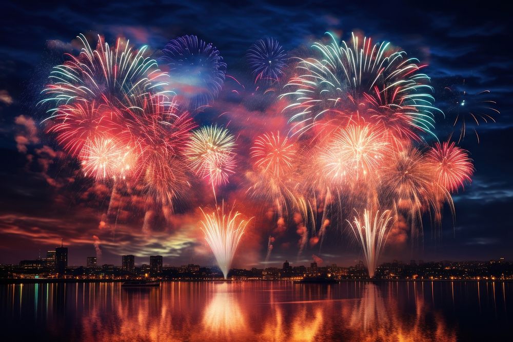 Fireworks celebration transportation architecture. | Premium Photo ...