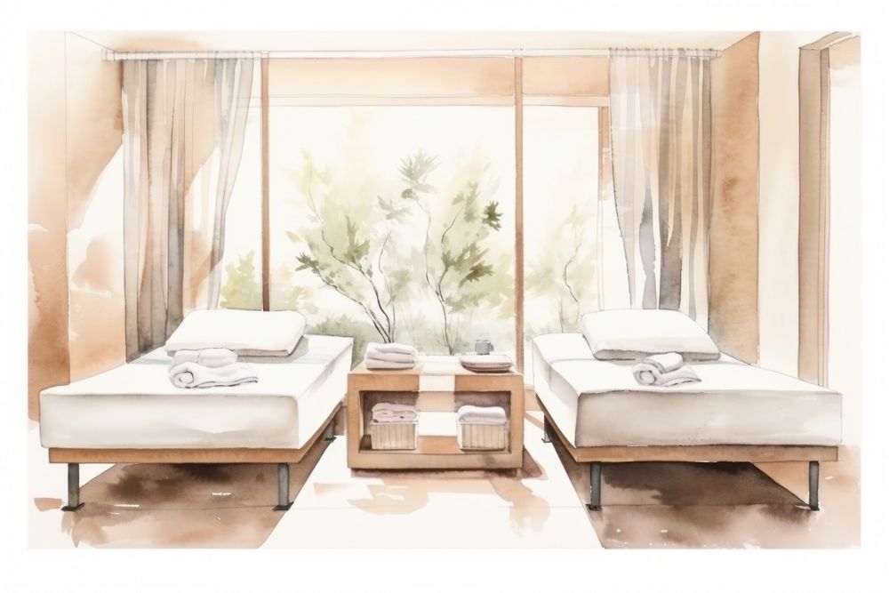 Bed furniture bedroom architecture | Free Photo Illustration - rawpixel