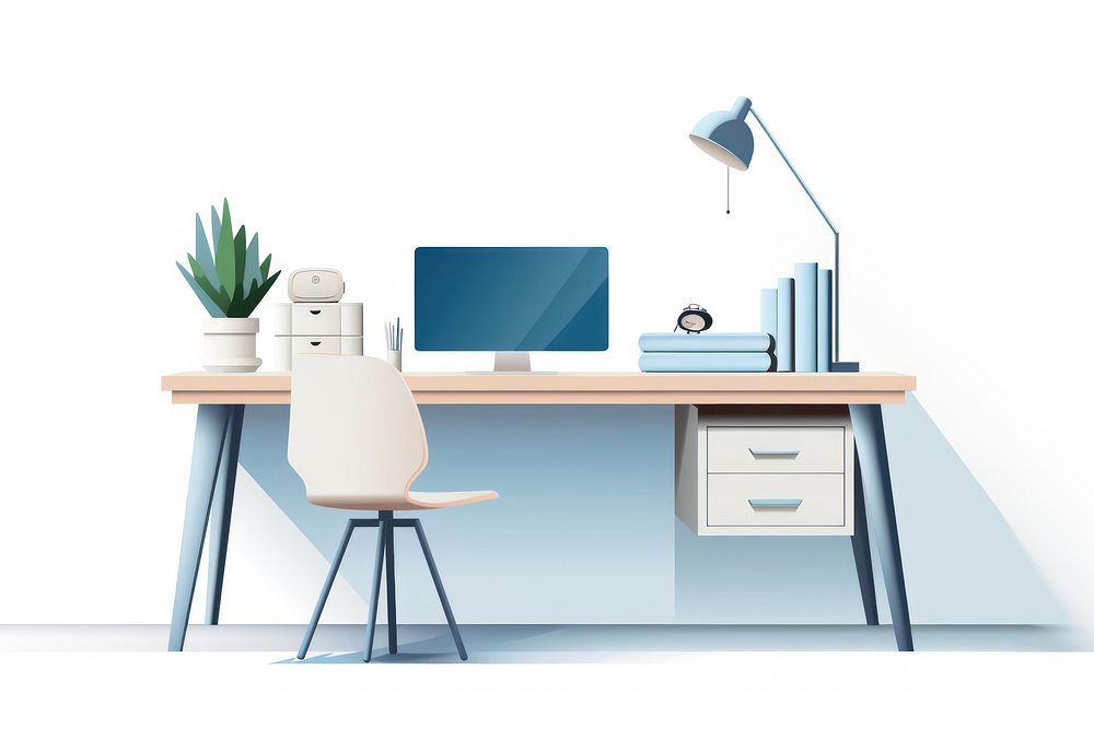 Desk furniture computer table. AI | Free Photo Illustration - rawpixel