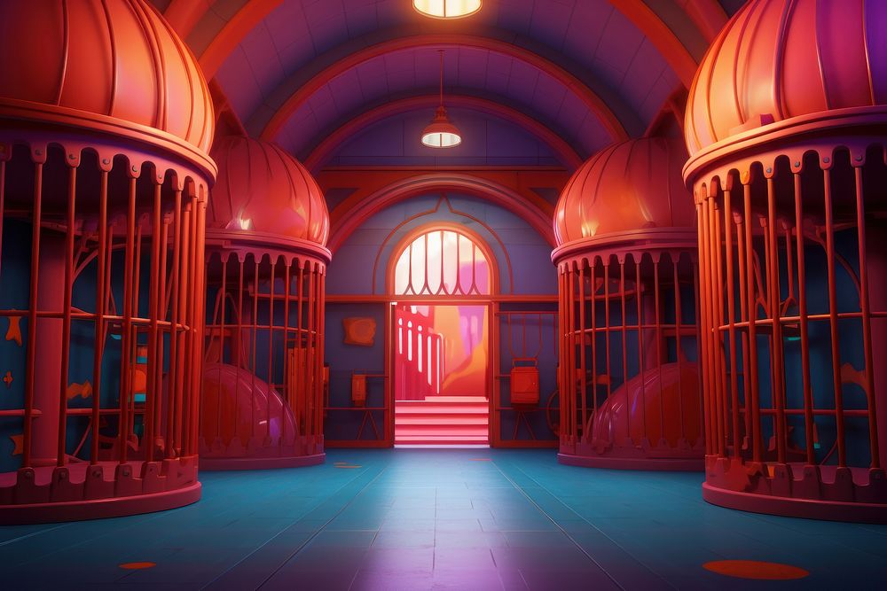 Architecture illuminated security building. AI | Free Photo ...