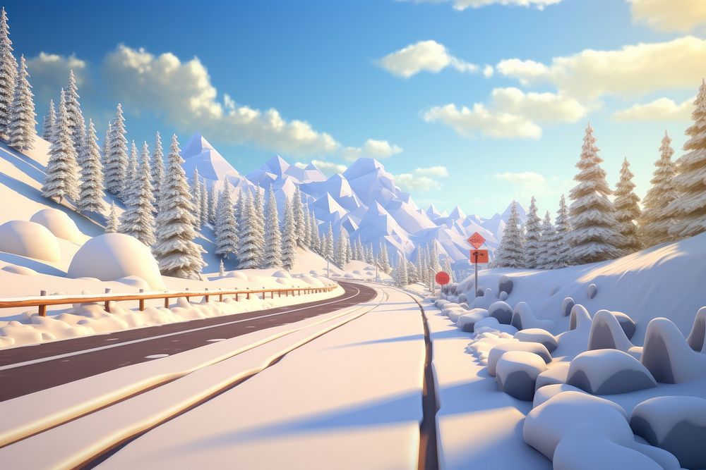 Snow landscape outdoors cartoon. | Free Photo Illustration - rawpixel