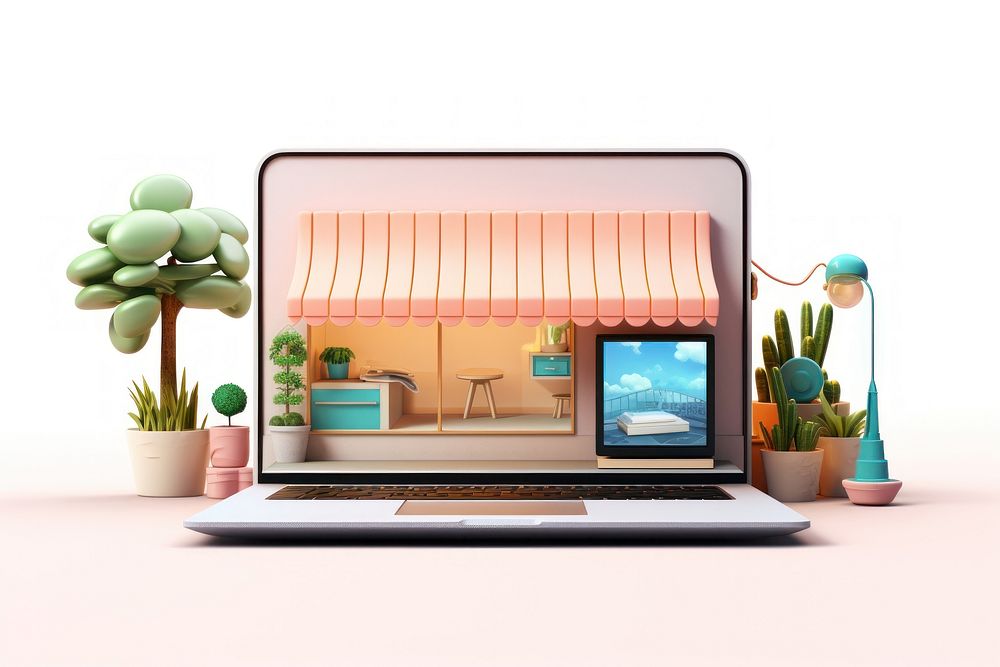 Laptop computer plant desk. | Premium Photo Illustration - rawpixel