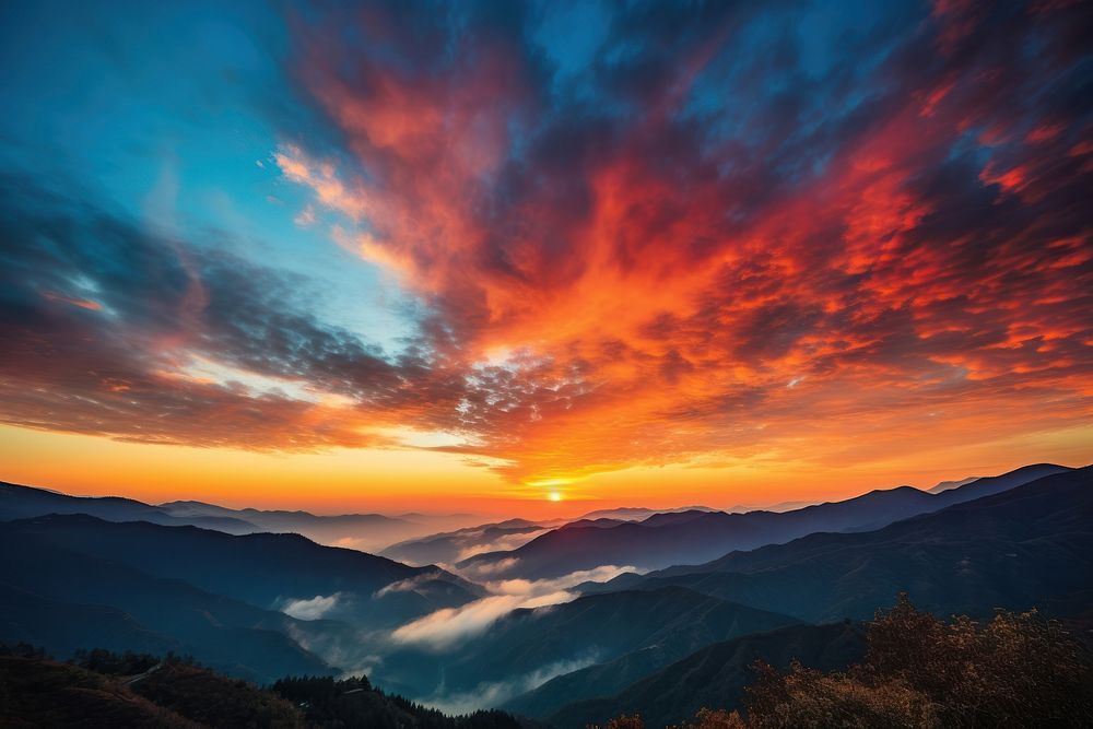 Mountain sunset sky landscape. | Premium Photo - rawpixel