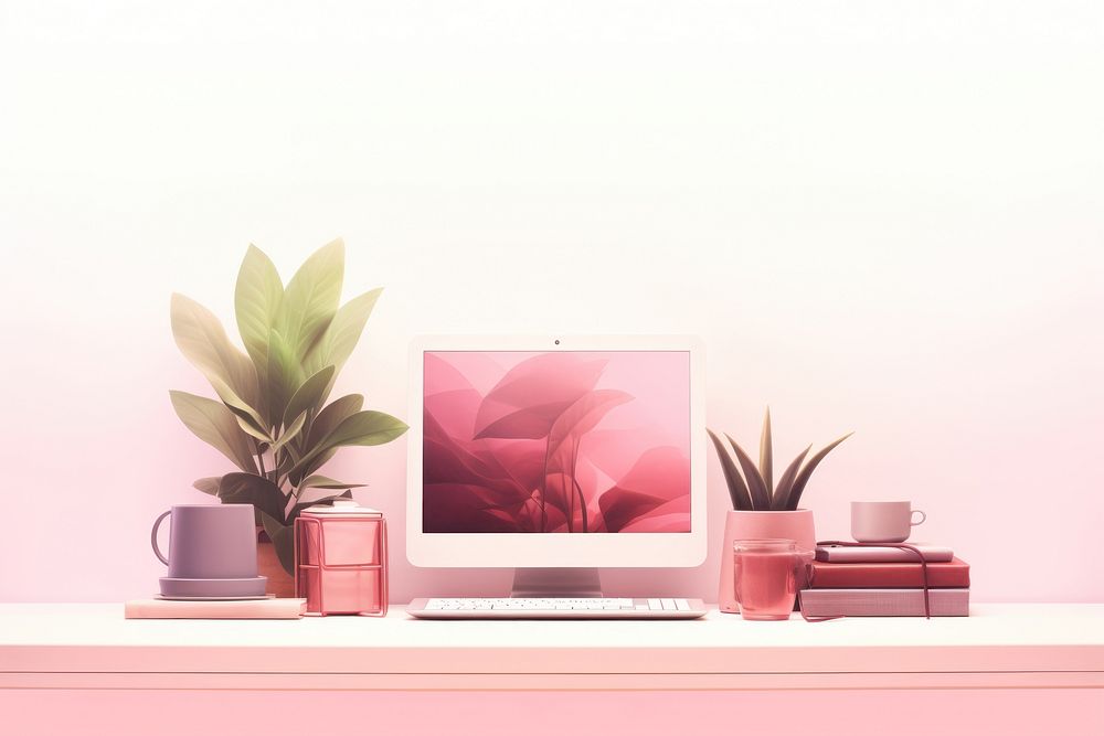 Computer furniture plant electronics. AI | Free Photo Illustration ...