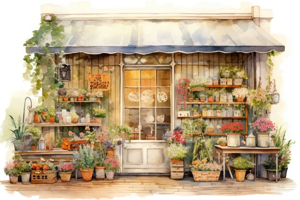 Flower plant shop architecture. | Free Photo - rawpixel