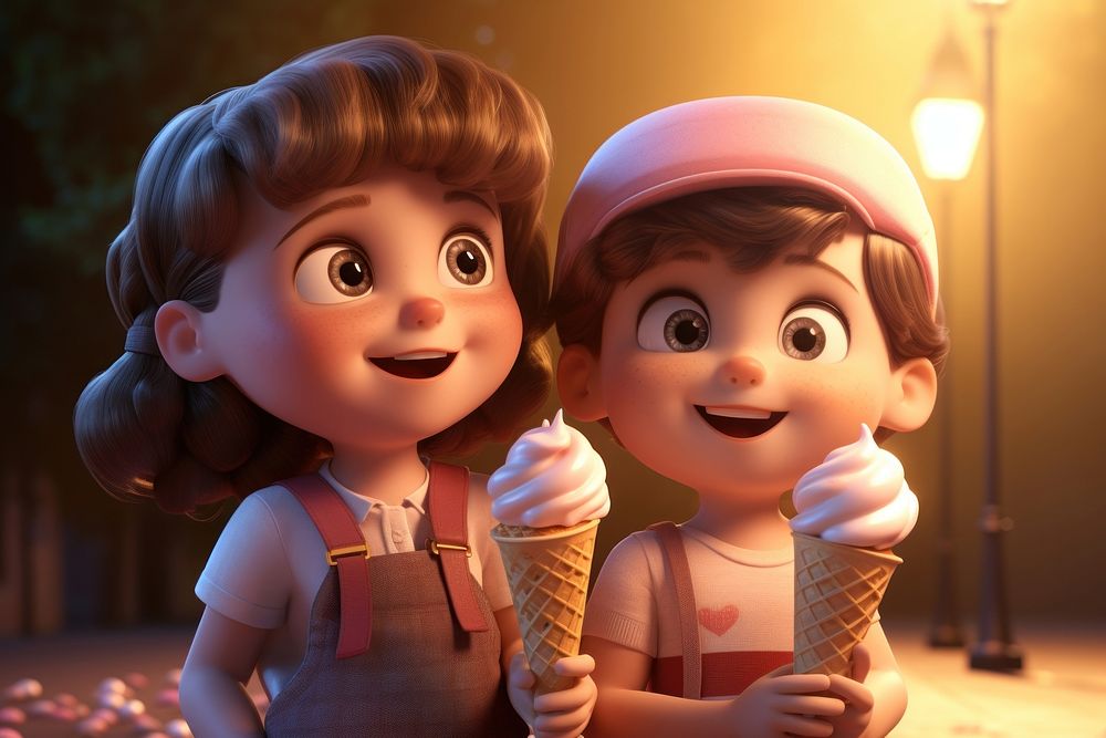 Cartoon smiling cream togetherness | Free Photo Illustration - rawpixel