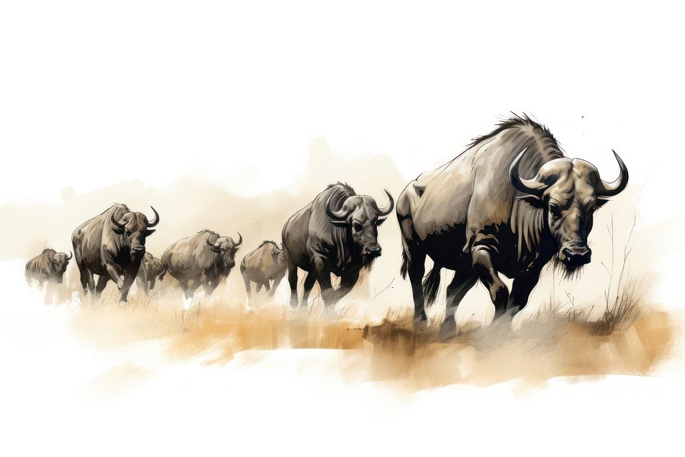 Buffalo herd livestock wildlife. | Premium Photo Illustration - rawpixel