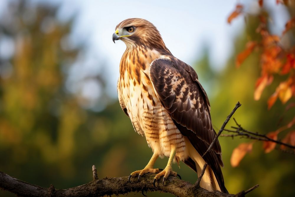 Buzzard animal branch bird. AI | Free Photo - rawpixel