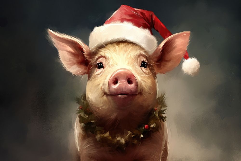 Pig celebration christmas mammal. | Free Photo Illustration - rawpixel