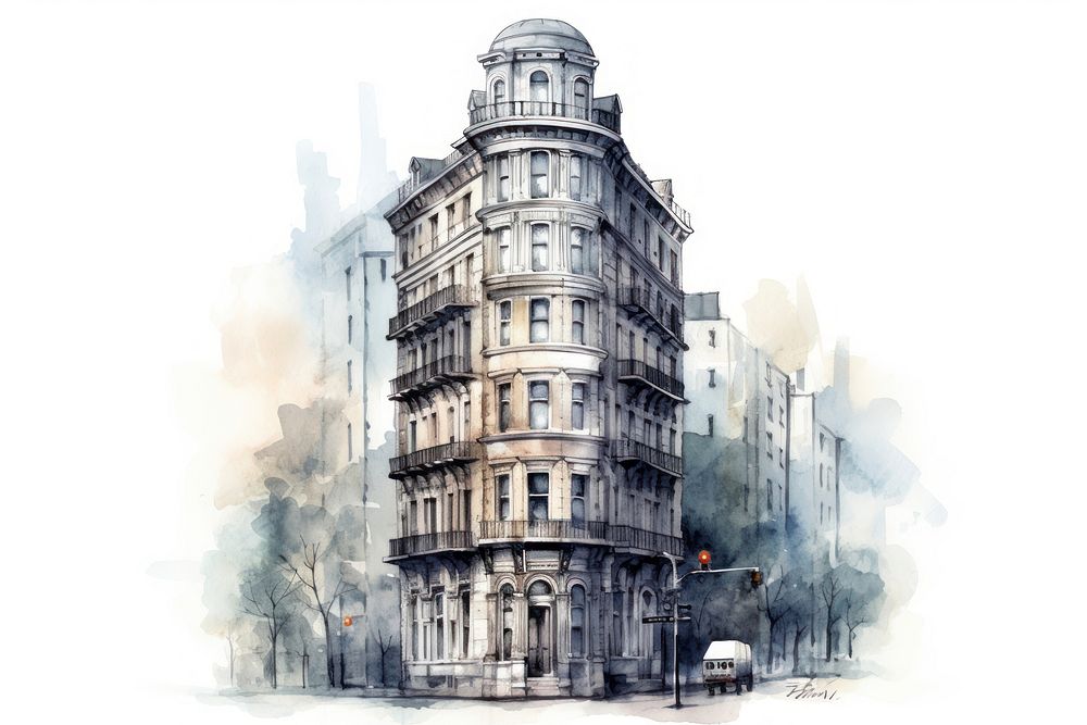 Building architecture drawing street. | Premium Photo Illustration ...