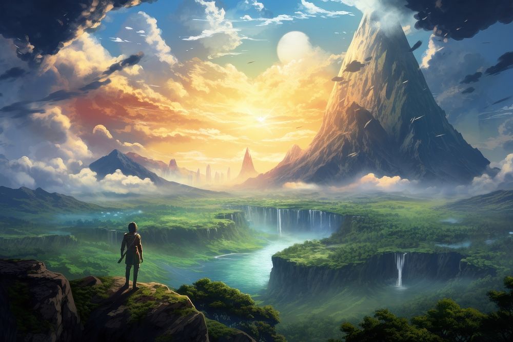 Landscape adventure sunlight outdoors. AI | Premium Photo Illustration - rawpixel