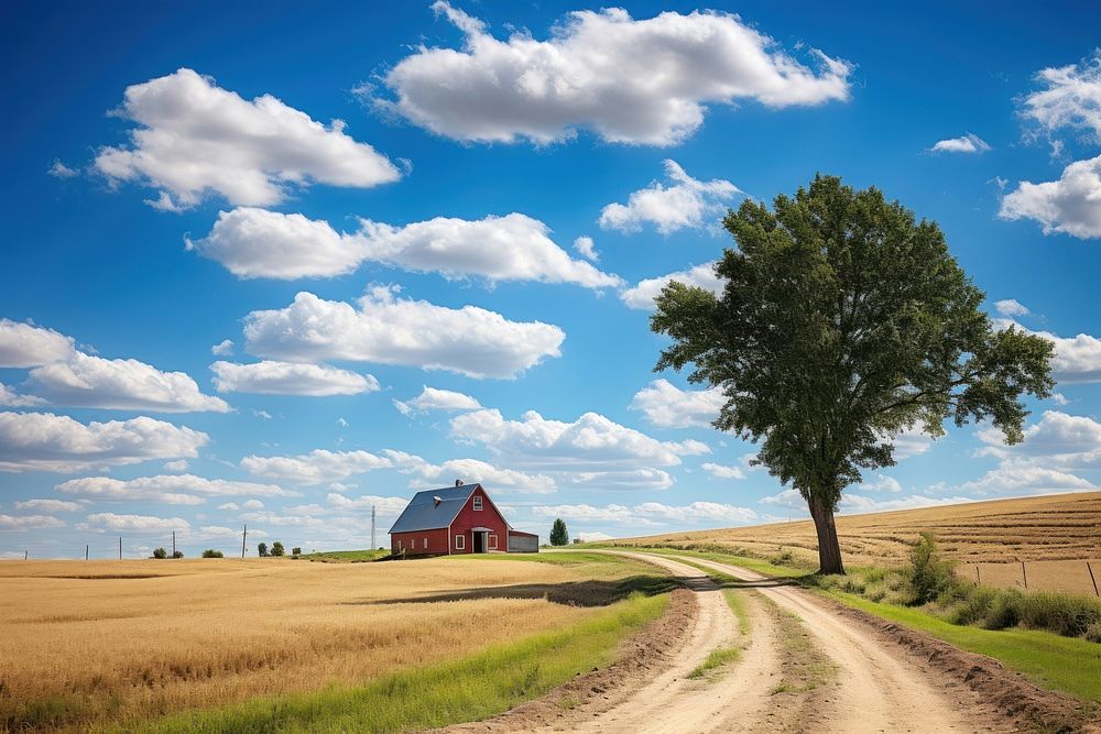 Landscape farm architecture grassland. AI | Free Photo - rawpixel