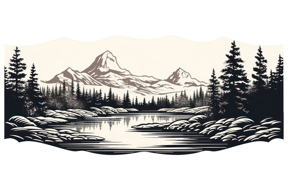 Wilderness landscape drawing nature. | Premium Photo Illustration ...