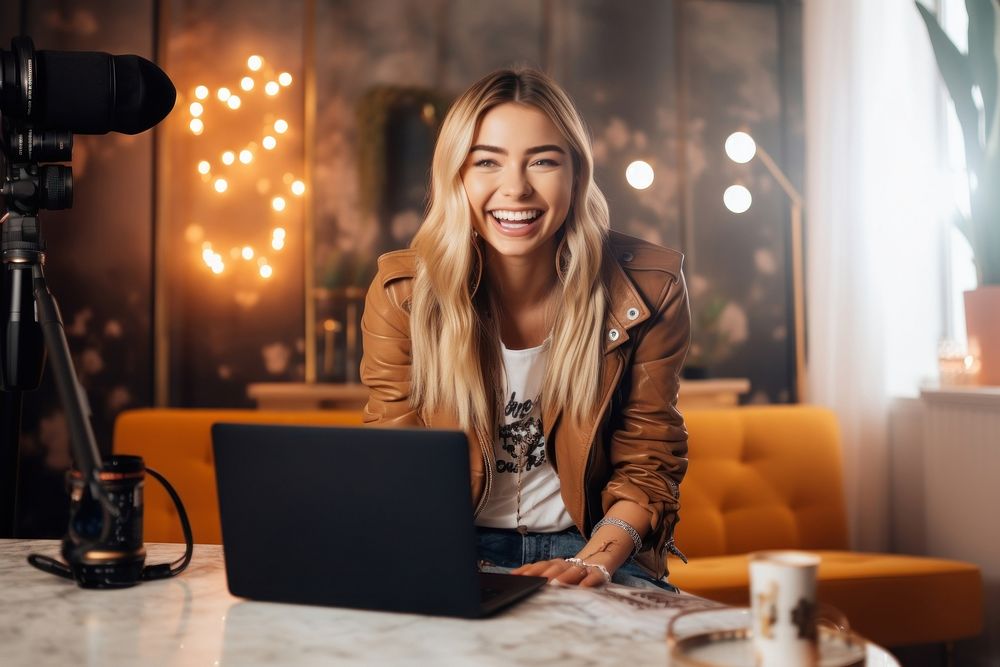 Computer laughing cheerful laptop. AI | Free Photo - rawpixel