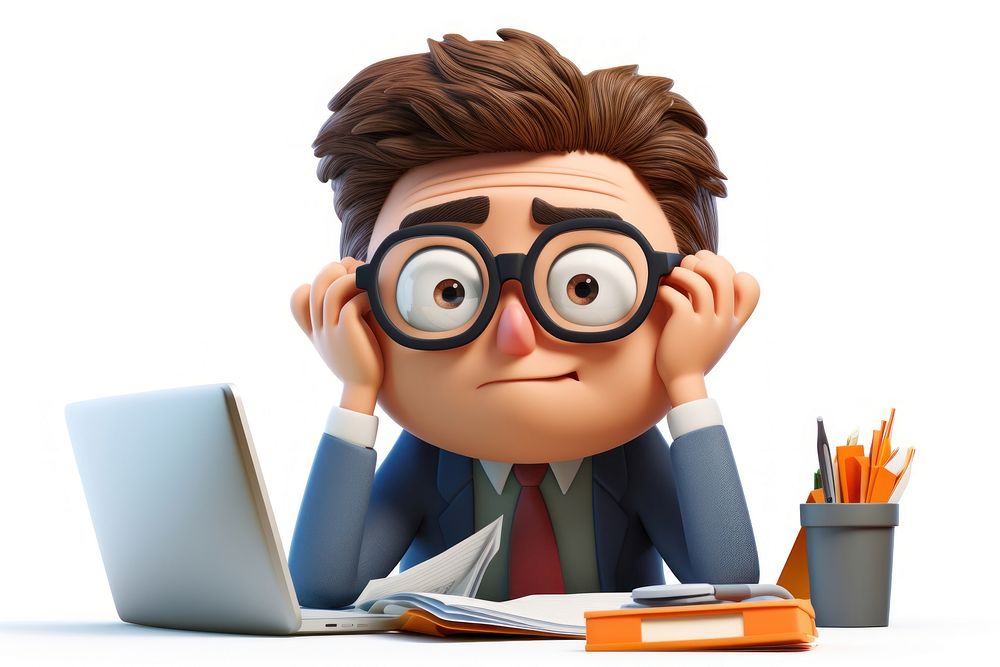 Stressed office worker computer portrait | Premium Photo Illustration ...