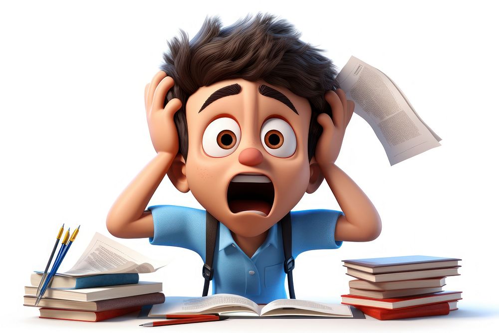 Stressed student publication reading book. | Premium Photo Illustration ...