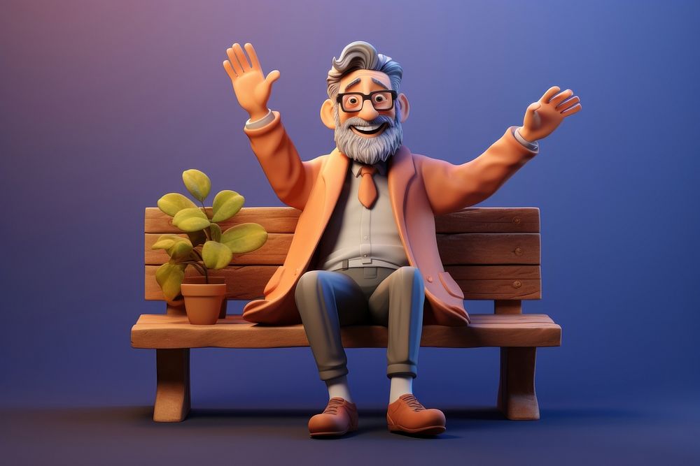 Sitting cartoon bench representation. | Premium Photo Illustration ...