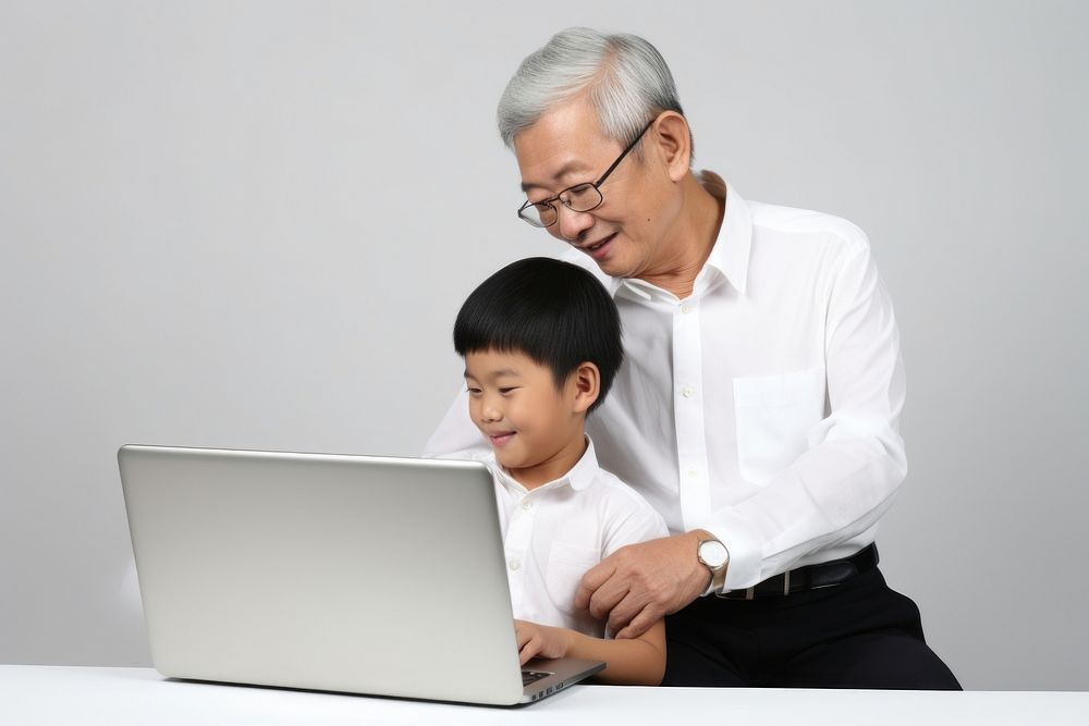 Laptop grandfather computer adult. AI | Free Photo - rawpixel