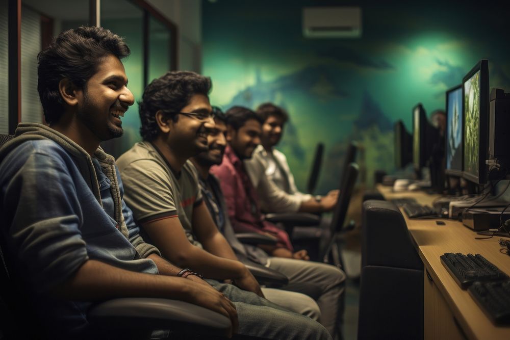 Computer people adult togetherness. AI | Free Photo - rawpixel