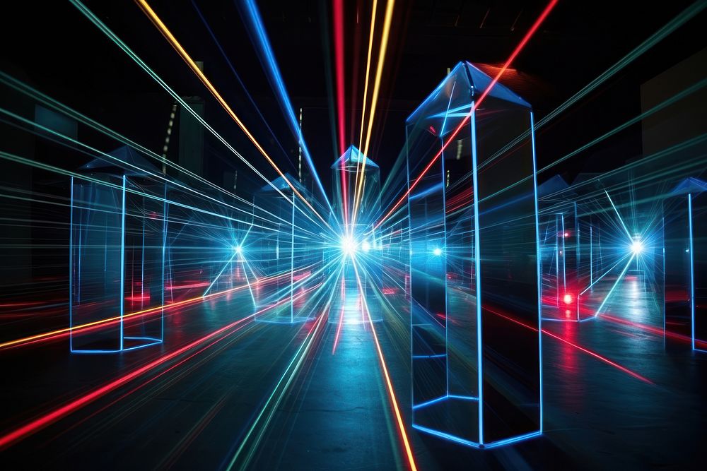 Laser light lighting architecture illuminated. | Free Photo - rawpixel