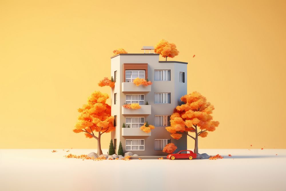 Architecture building autumn condo. | Free Photo Illustration - rawpixel