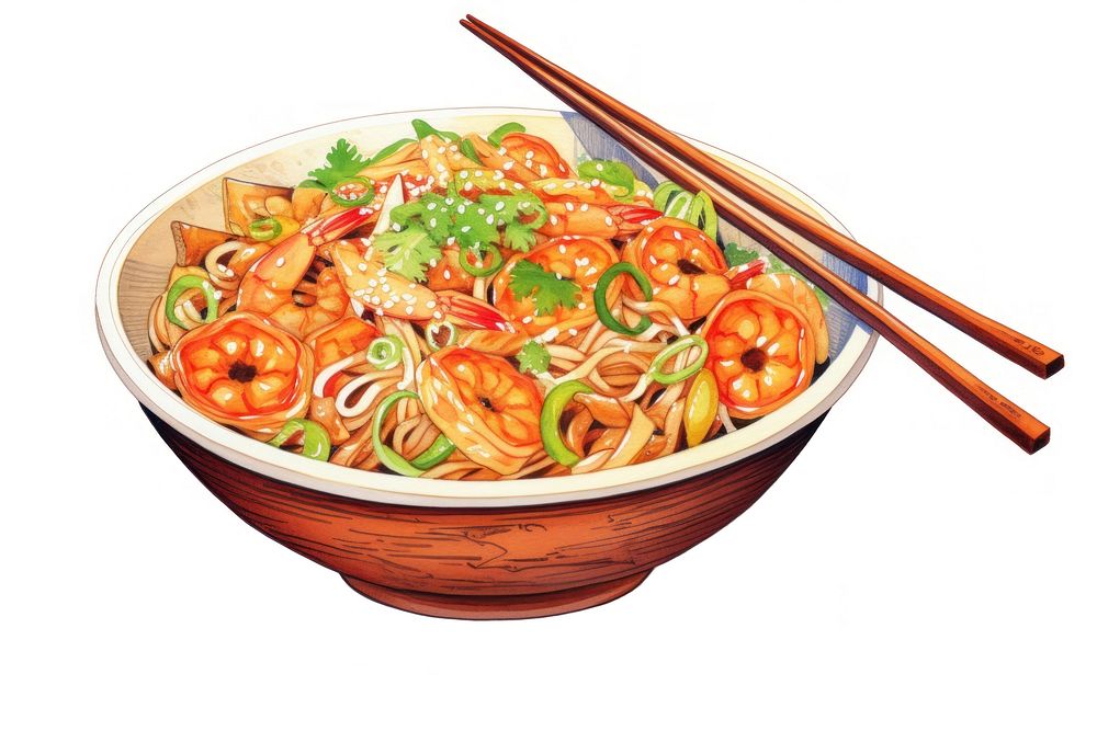 Food chopsticks noodle plate, digital | Premium Photo Illustration ...