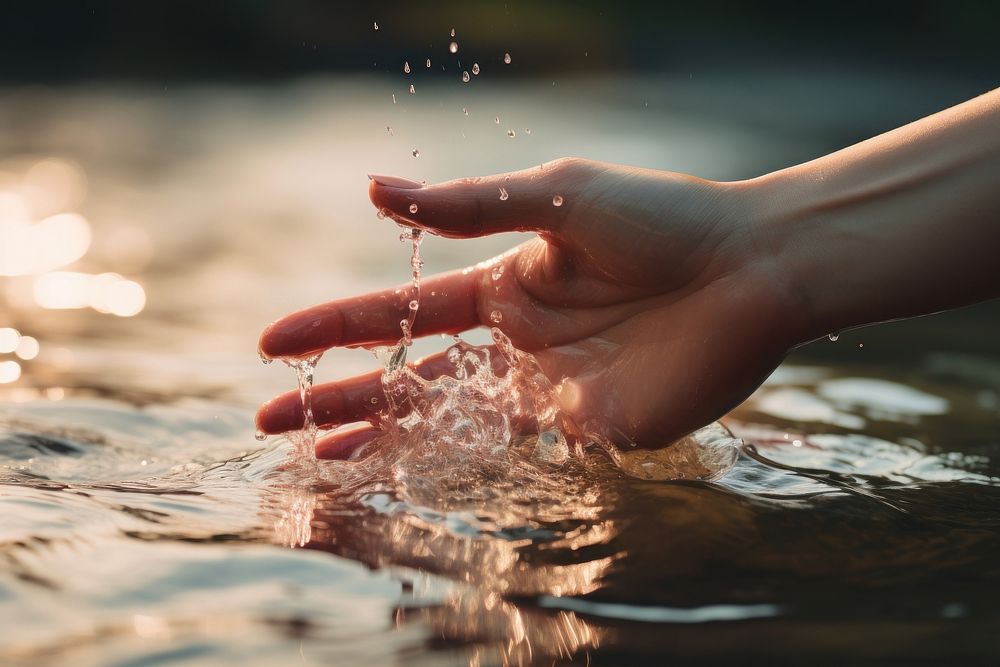 Hand finger reflection splashing. AI | Free Photo - rawpixel