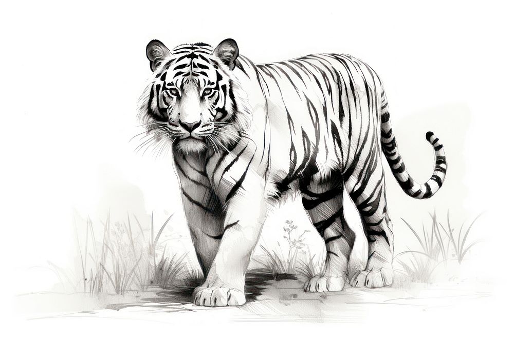 Tiger wildlife drawing animal. AI | Free Photo Illustration - rawpixel