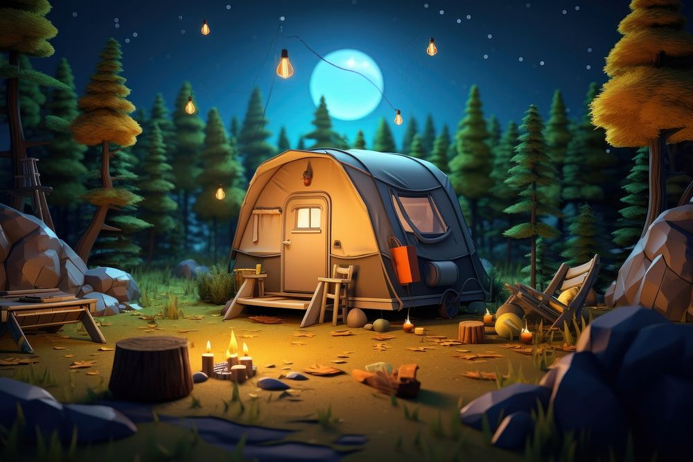 Camping outdoors cartoon nature. | Premium Photo Illustration - rawpixel