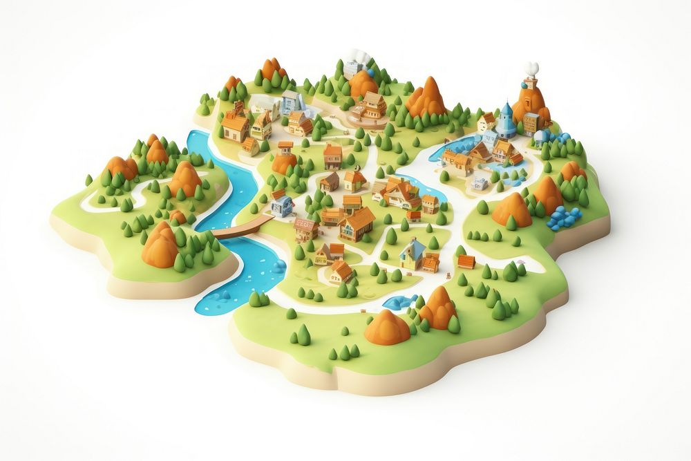 Cartoon map white background creativity. | Premium Photo Illustration ...