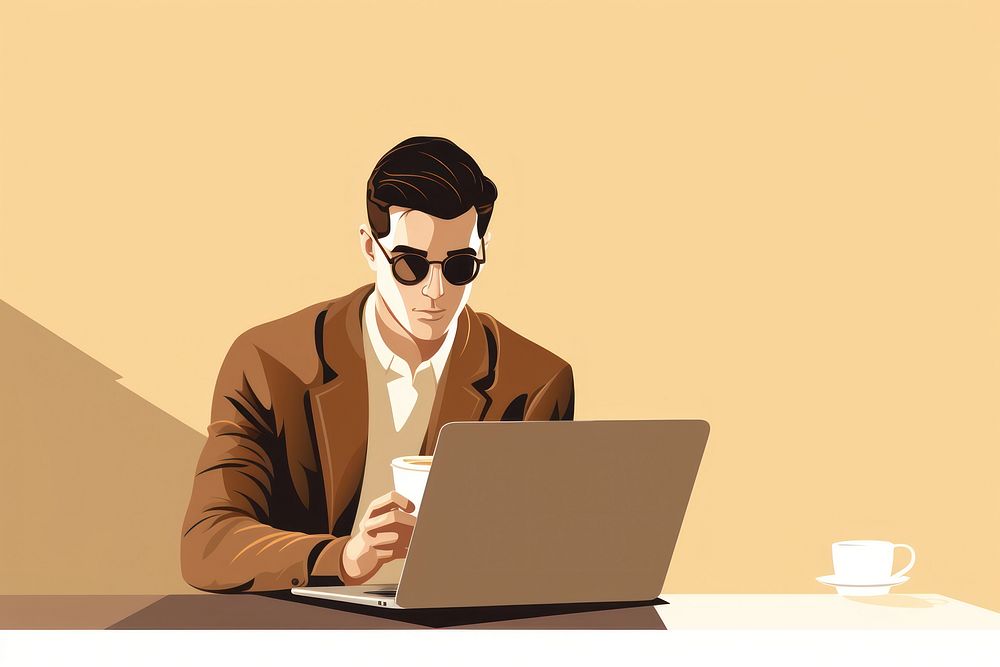 Laptop computer glasses coffee. | Free Photo Illustration - rawpixel