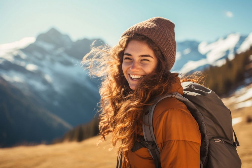 Mountain smiling travel smile. AI | Free Photo - rawpixel