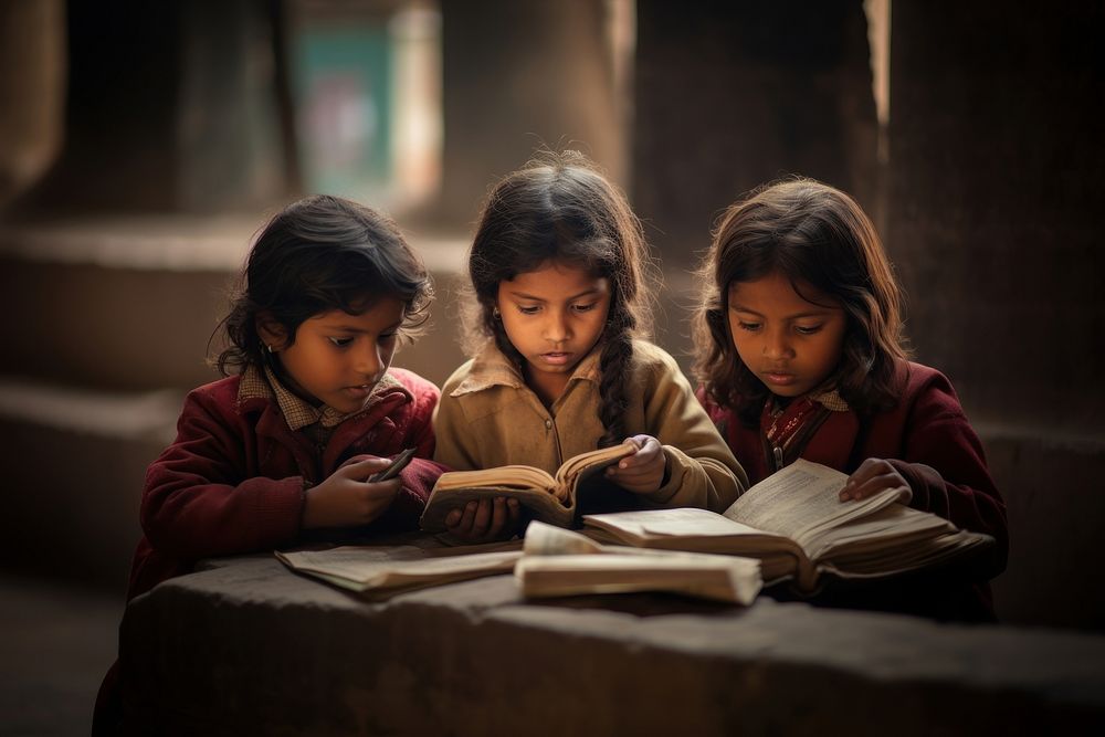Child reading poverty student. AI | Free Photo - rawpixel