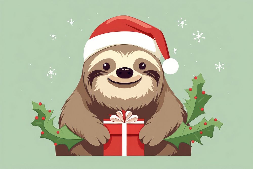 Sloth christmas mammal animal | Free Photo Illustration - rawpixel