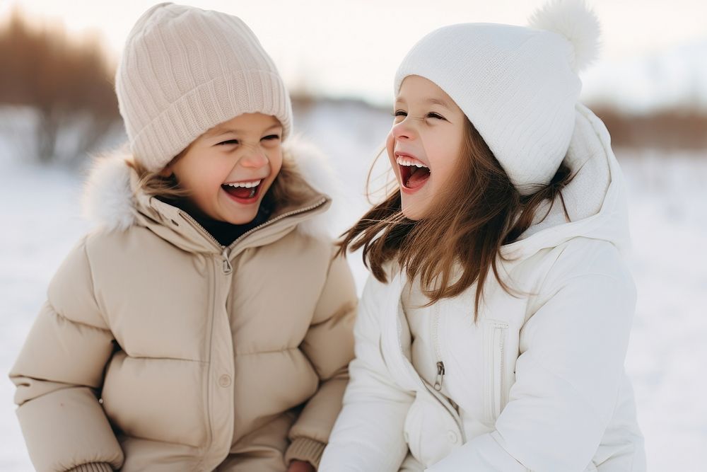 Laughing outdoors smiling winter. AI | Free Photo - rawpixel